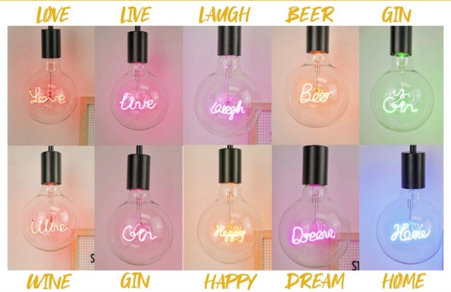 STP Love LED filament Text Dimmable Light Bulb. – Doodle & Boom